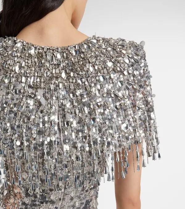 Jenny Packham Eugenie Sequined Gown - Grey