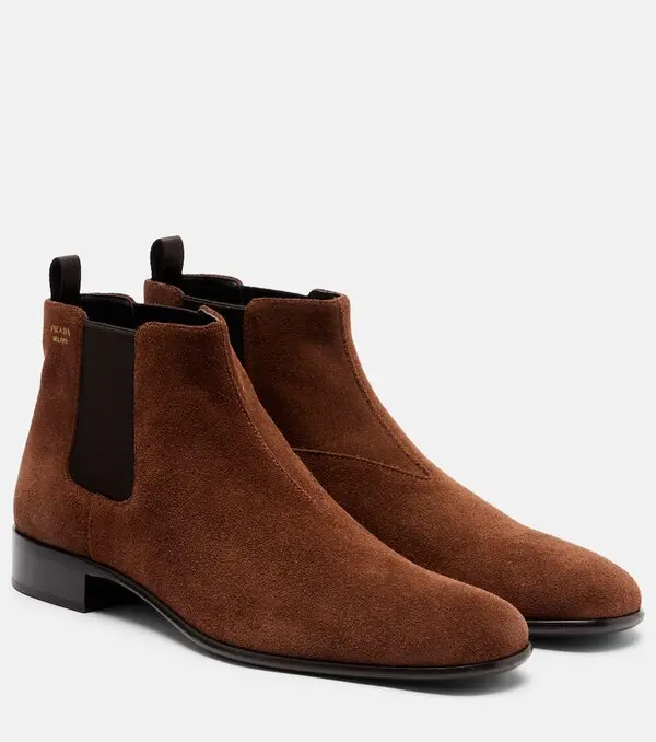 Prada Suede Chelsea Boots - Brown