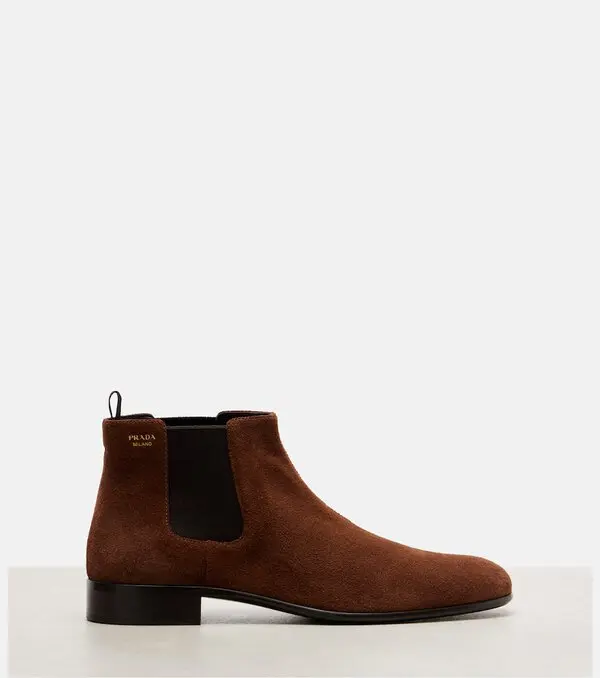 Prada Suede Chelsea Boots - Brown