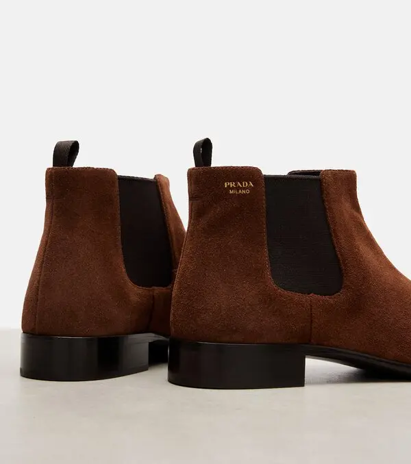 Prada Suede Chelsea Boots - Brown