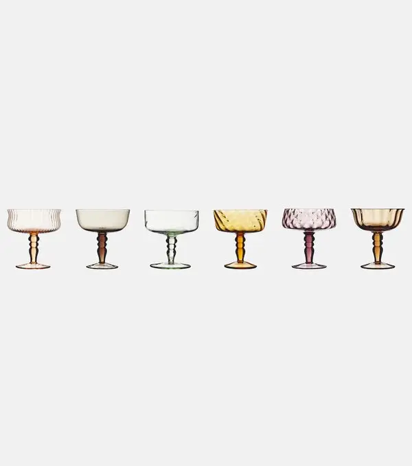 BITOSSI Diseguale Set Of 6 Champagne Coupe Glasses - Multicoloured