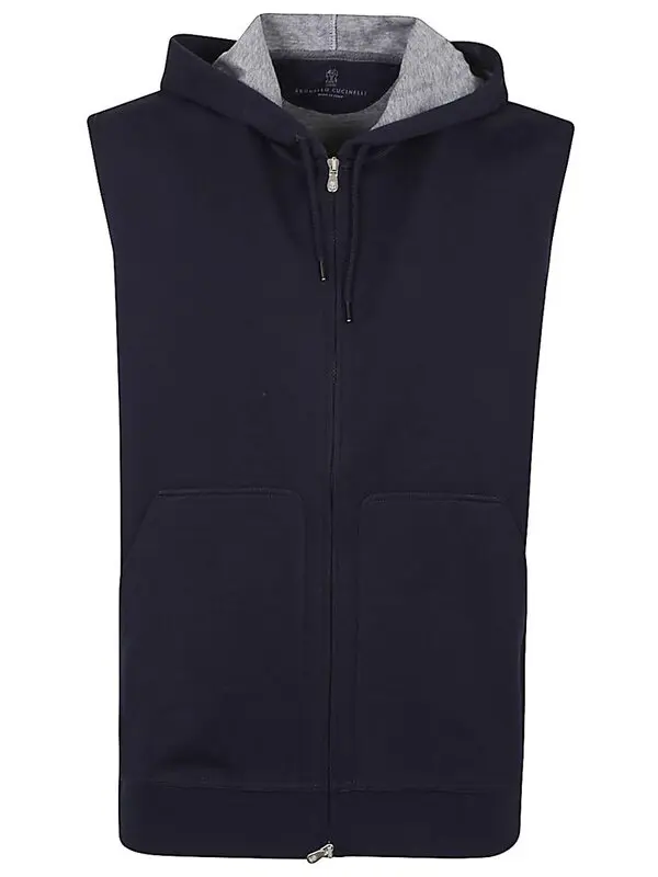 Brunello Cucinelli Sleeveless Hoodie - Blue