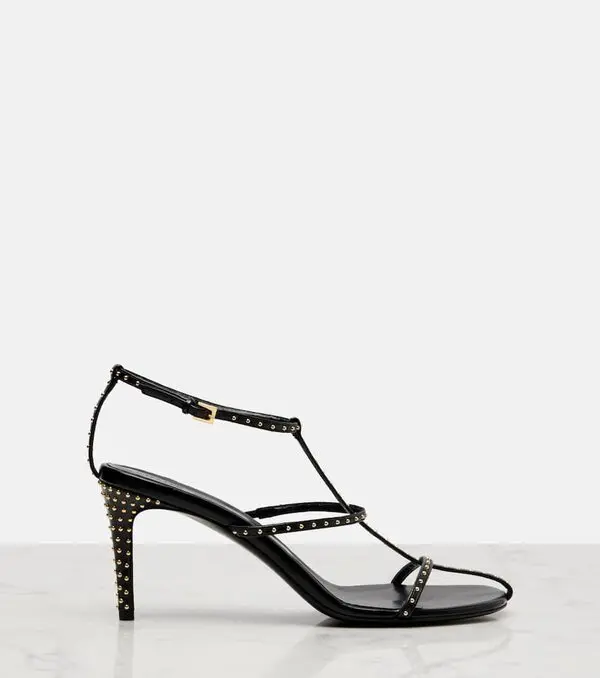 Khaite Cage 75 Studded Leather Sandals - Black