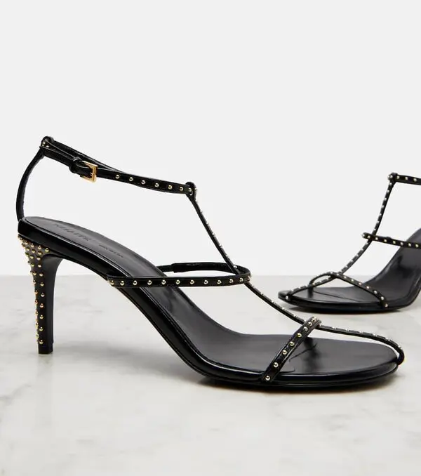 Khaite Cage 75 Studded Leather Sandals - Black