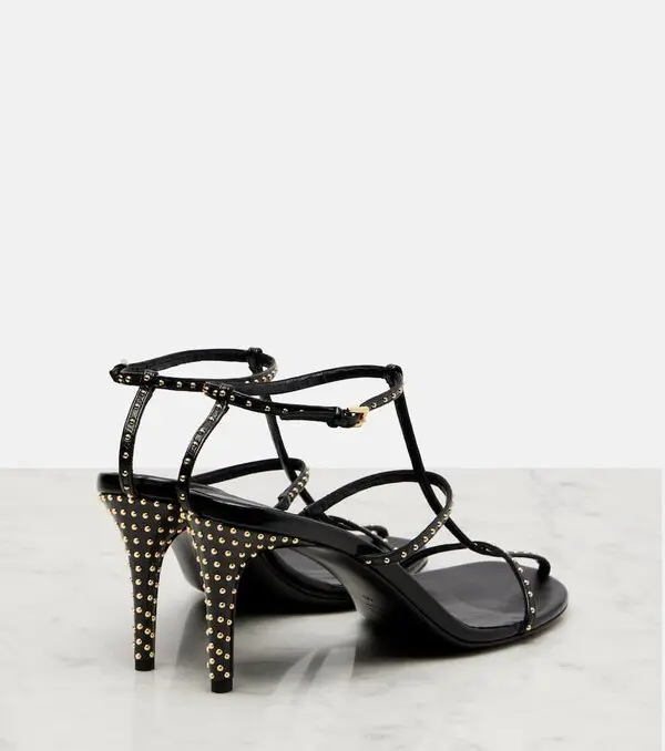 Khaite Cage 75 Studded Leather Sandals - Black