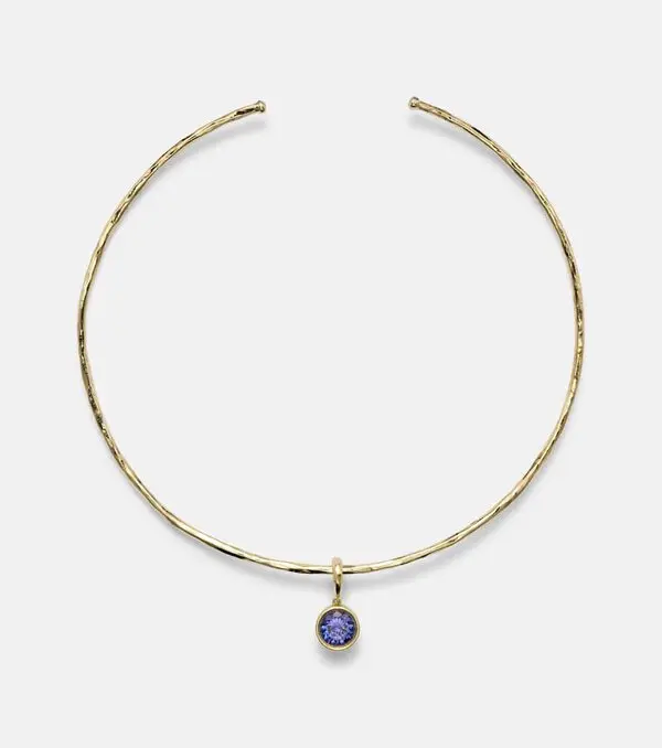 OCTAVIA ELIZABETH Olivia Diamond And Tanzanite Pendant Choker - Gold
