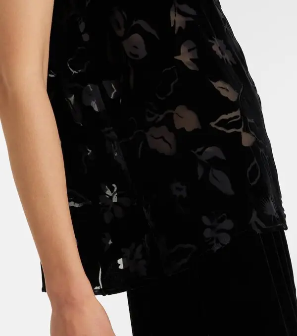 Asceno Trento Devoré Velvet Top - Black