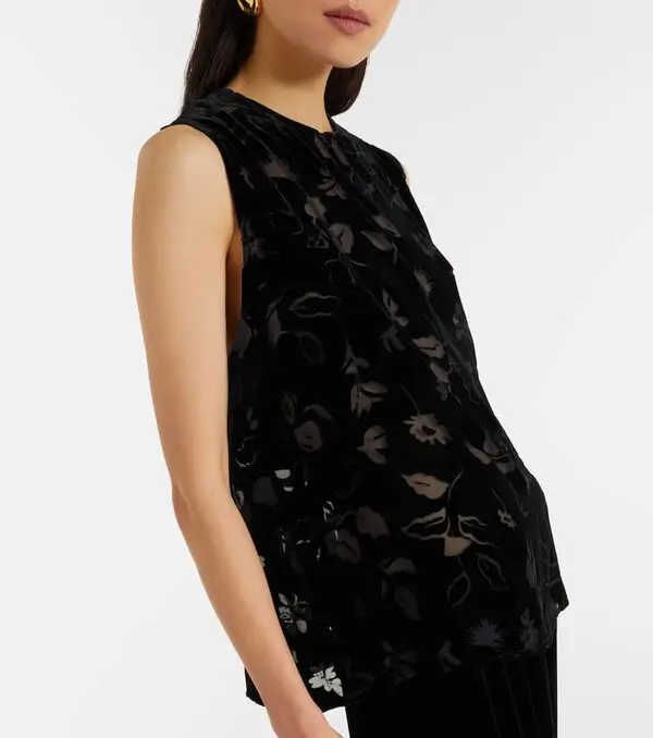 Asceno Trento Devoré Velvet Top - Black