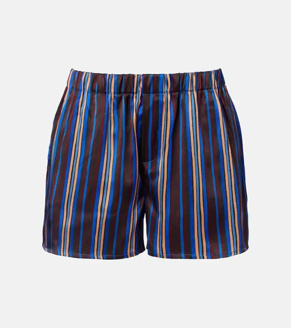 Asceno Franca Striped Silk Charmeuse Pajama Shorts - Multicoloured