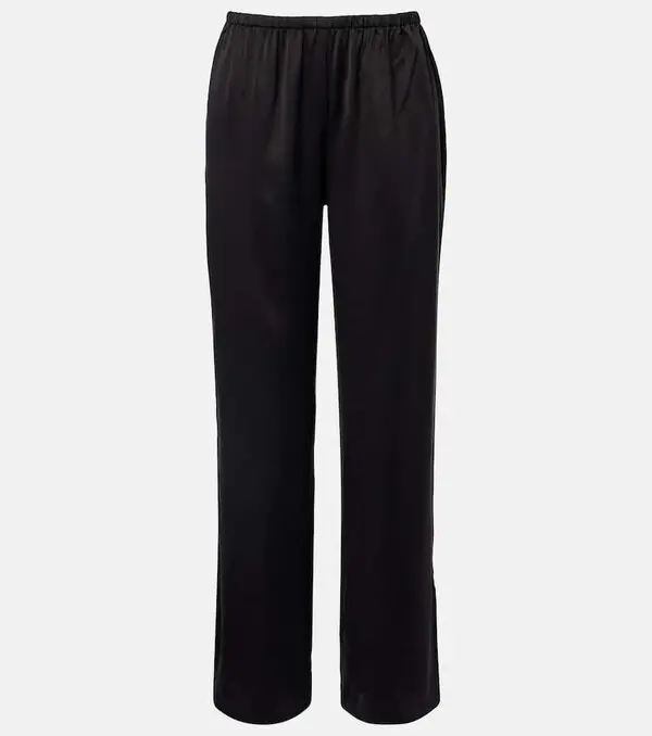 Asceno Loreto Silk Charmeuse Wide-leg Pants - Black