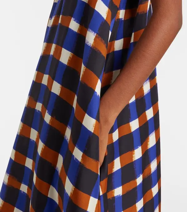 Asceno Napoli Checked Silk Twill Maxi Dress