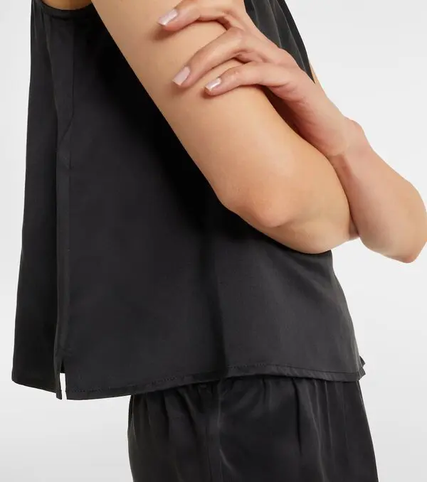 Asceno Sofia Silk Charmeuse Tank Top - Black