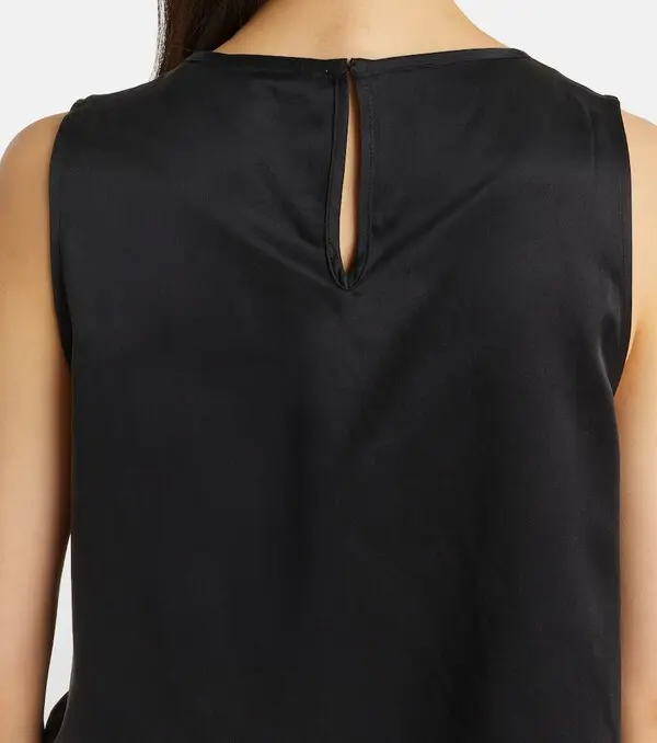 Asceno Sofia Silk Charmeuse Tank Top - Black