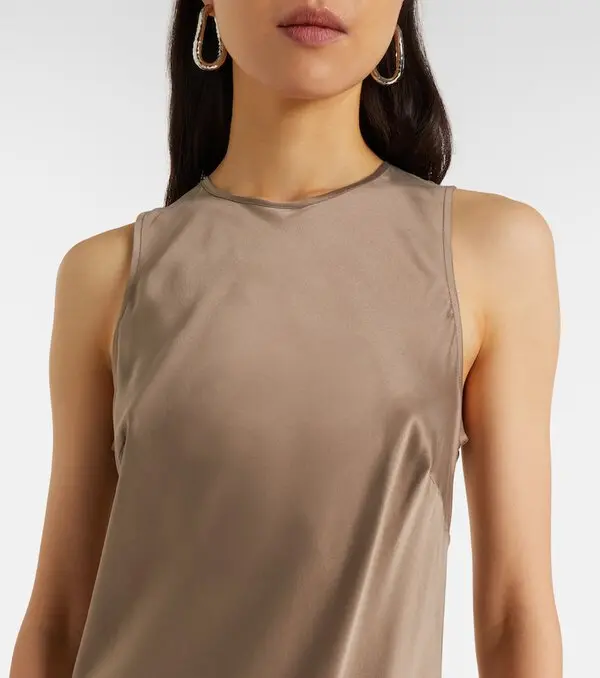 Asceno Valencia Silk Charmeuse Maxi Dress - Grey