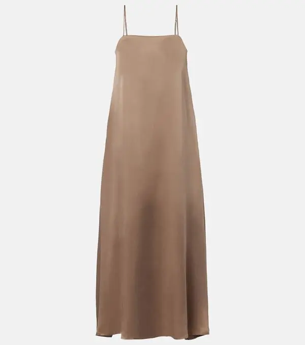 Asceno Melfi Silk Twill Maxi Dress - Grey