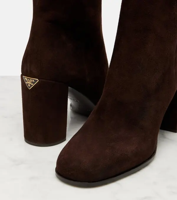 Prada Suede Ankle Boots - Brown