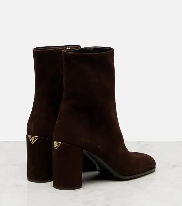 Prada Suede Ankle Boots - Brown