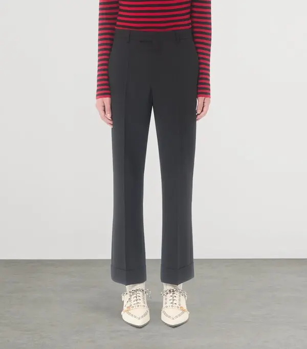 Valentino Garavani Virgin Wool Flared Trousers - Black