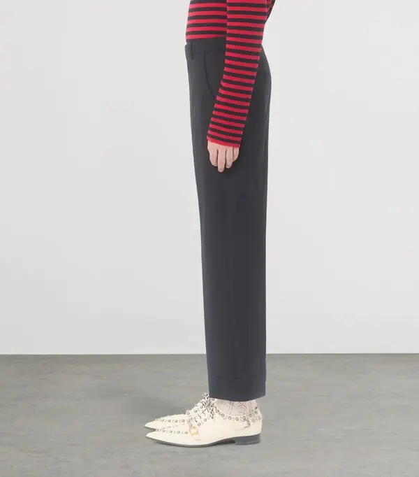 Valentino Garavani Virgin Wool Flared Trousers - Black