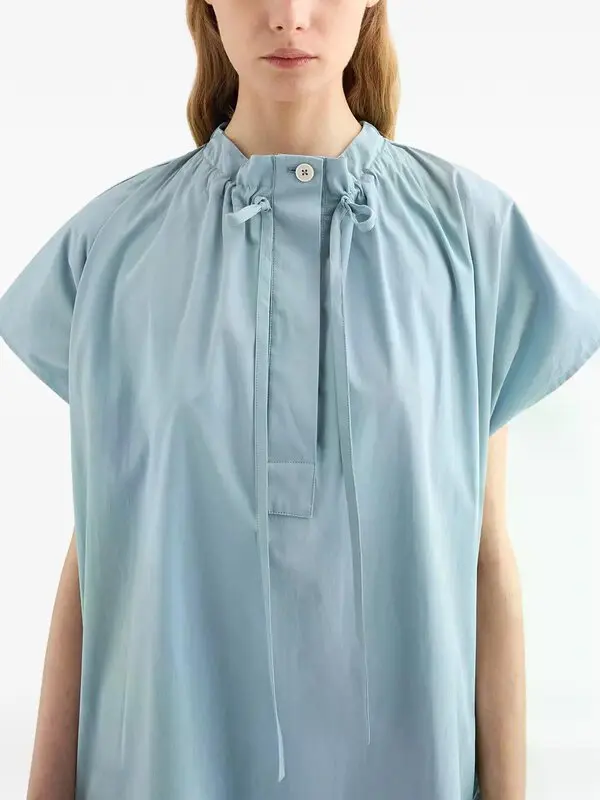 JIL SANDER Midi Collar Drawstring Poplin Dress