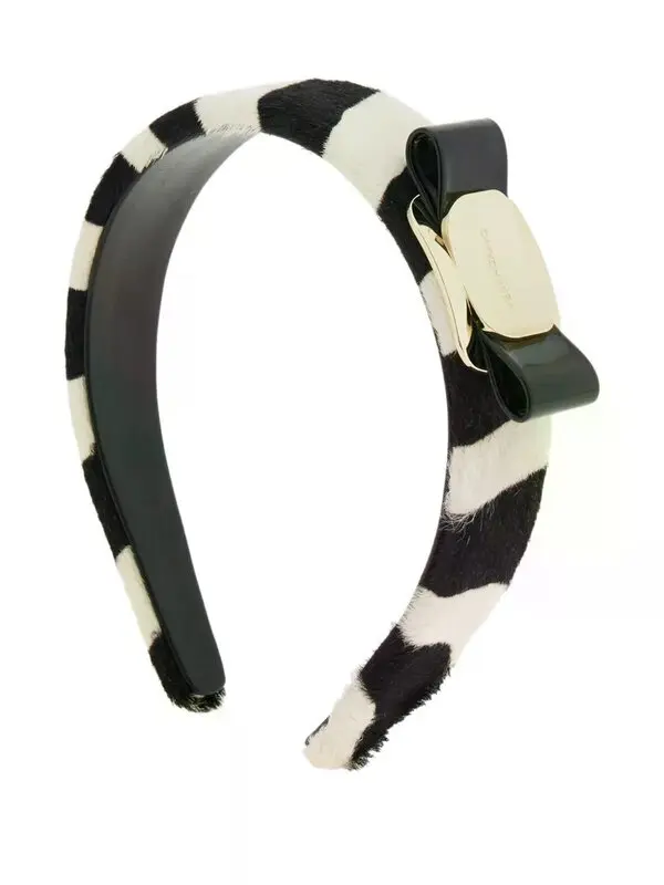 FERRAGAMO Vara Bow Zebra-print Headband - Black