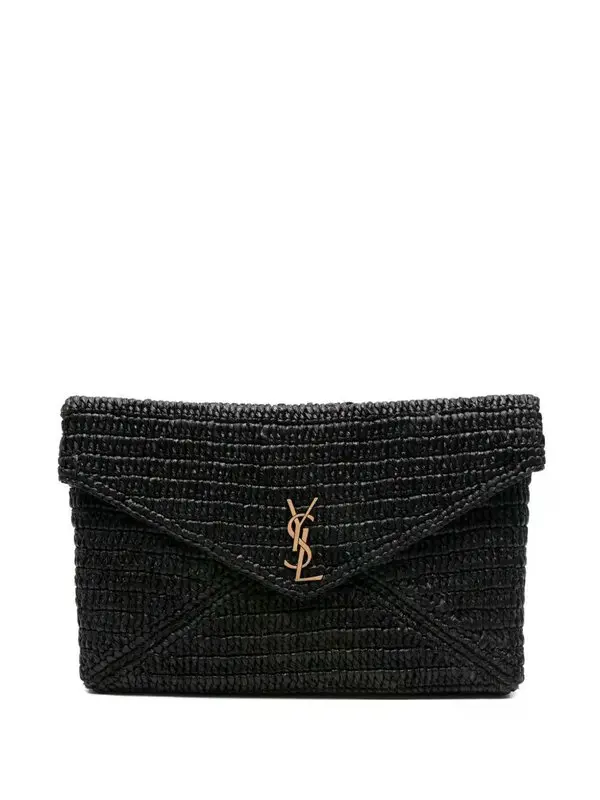 Saint Laurent Logo-plaque Clutch Bag - Black