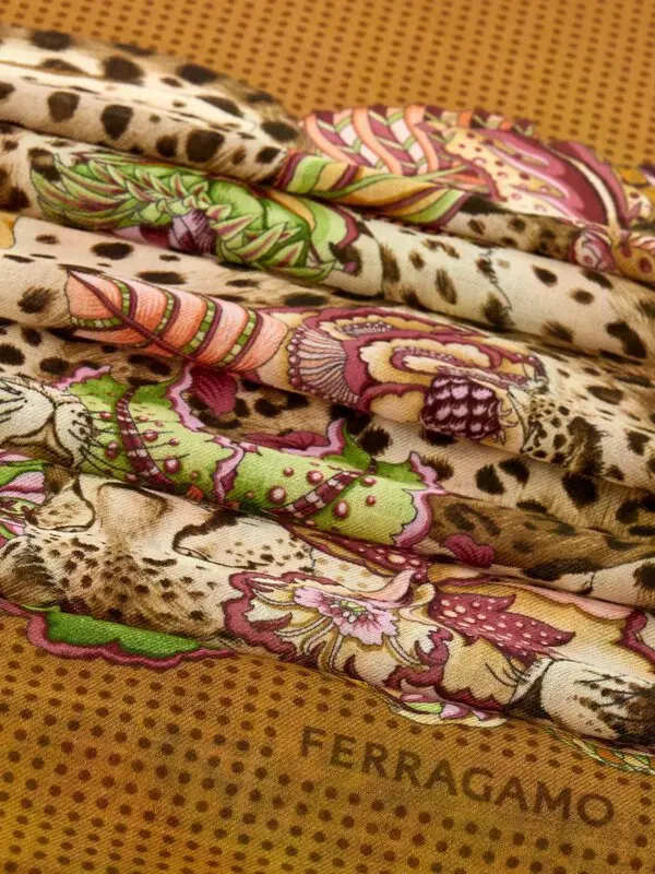 FERRAGAMO Cheetahs-print Cashmere Scarf