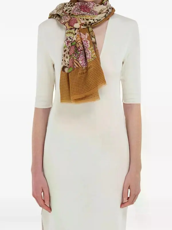 FERRAGAMO Cheetahs-print Cashmere Scarf
