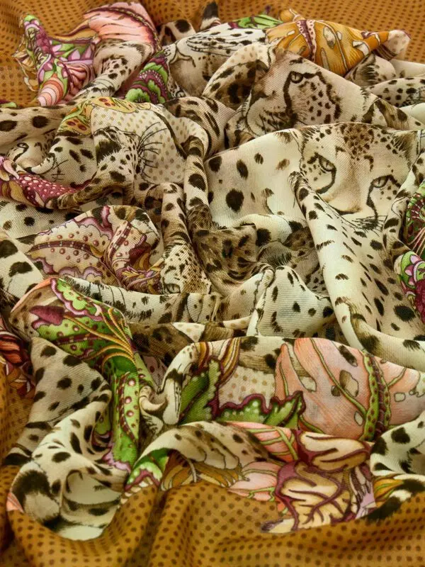 FERRAGAMO Cheetahs-print Cashmere Scarf
