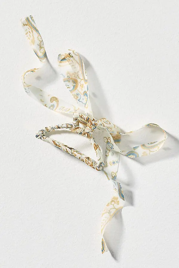 Anthropologie Paisley Bow Hair Claw Clip - Ivory