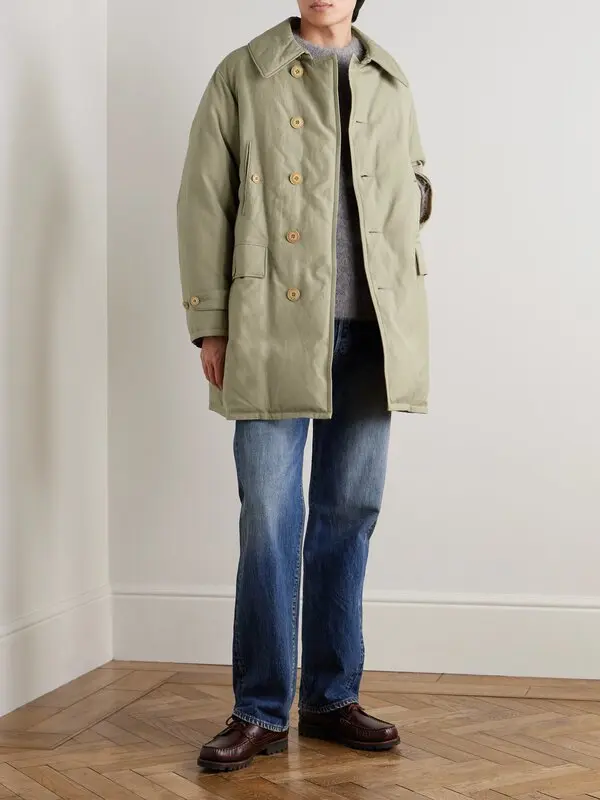 Visvim Winslow Padded Wool And Linen-blend Down Coat