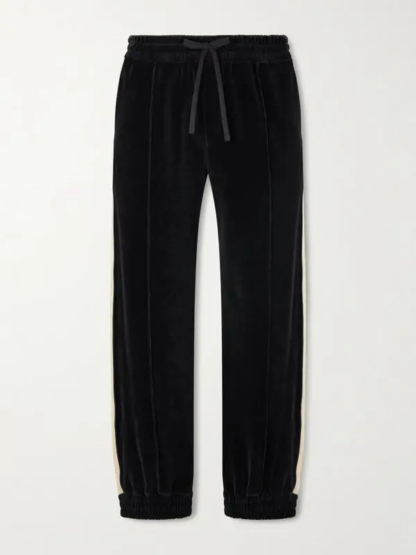Valentino Garavani Striped Cotton-blend Velvet Sweatpants