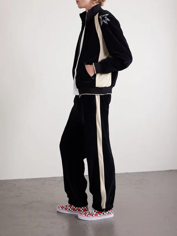 Valentino Garavani Striped Cotton-blend Velvet Sweatpants