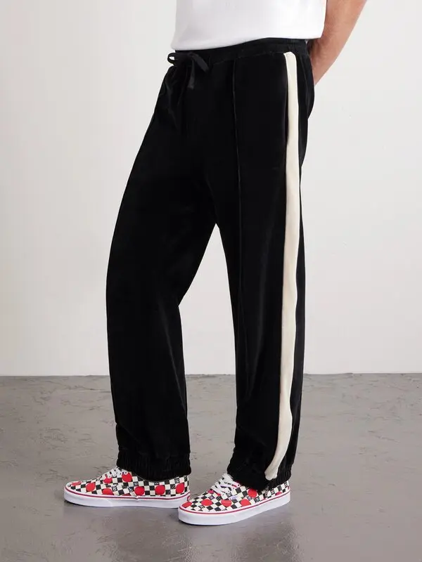 Valentino Garavani Striped Cotton-blend Velvet Sweatpants