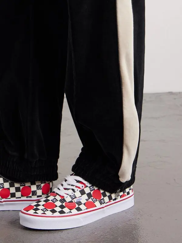 Valentino Garavani Striped Cotton-blend Velvet Sweatpants