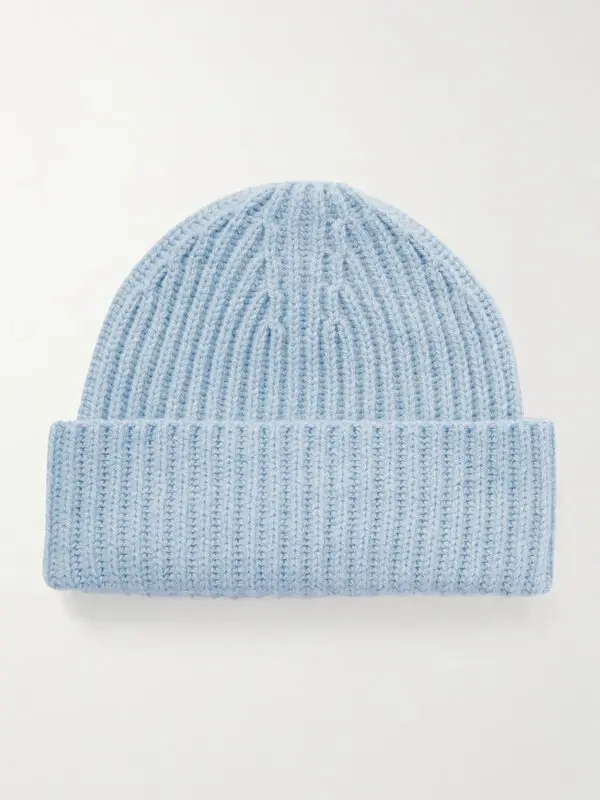 UMIT BENAN Murray Ribbed Cashmere Beanie - Blue