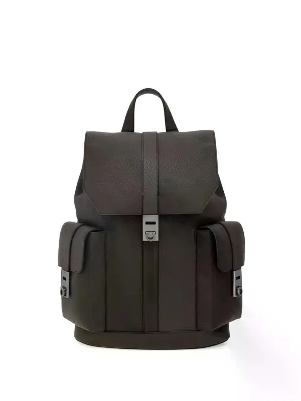 FERRAGAMO Hammered Leather Utility Backpack - Brown