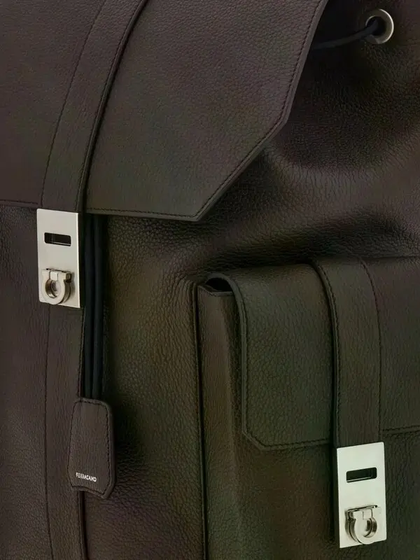 FERRAGAMO Hammered Leather Utility Backpack