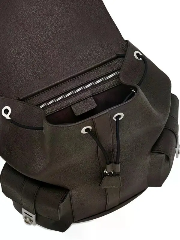 FERRAGAMO Hammered Leather Utility Backpack