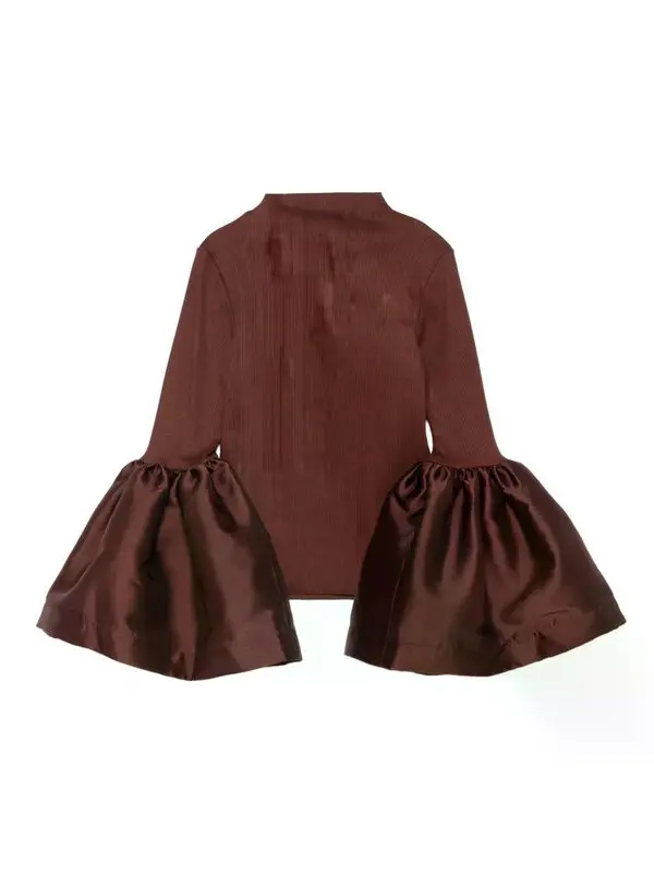 MARQUES' ALMEIDA Turtleneck Top With Puff Sleeves - Brown