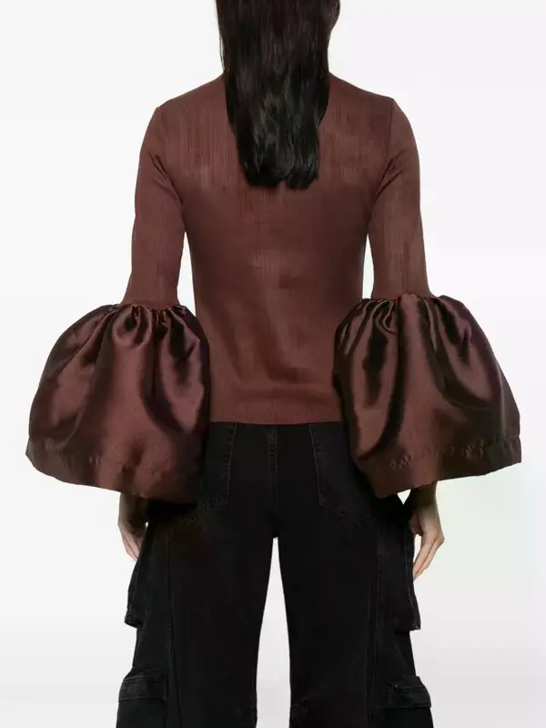 MARQUES' ALMEIDA Turtleneck Top With Puff Sleeves - Brown