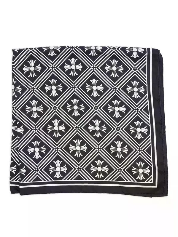 Chrome Hearts Patterned Silk Scarf - Black