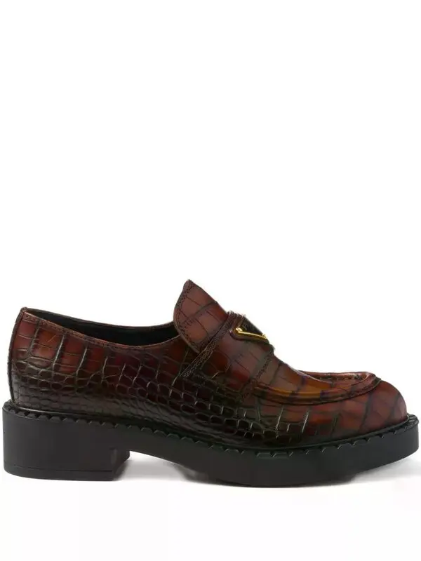 Prada Crocodile-print Loafers