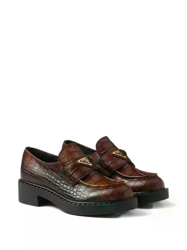 Prada Crocodile-print Loafers