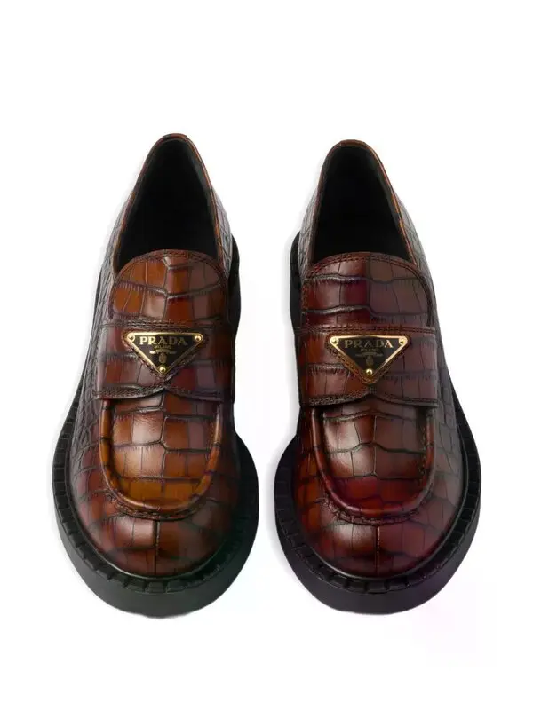 Prada Crocodile-print Loafers