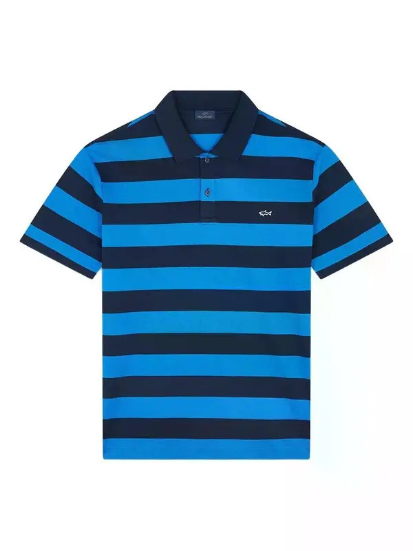 Paul & Shark Striped Double Piqué Cotton Polo Shirt - Blue