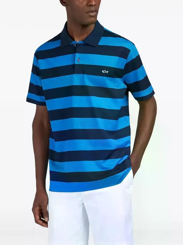 Paul & Shark Striped Double Piqué Cotton Polo Shirt - Blue