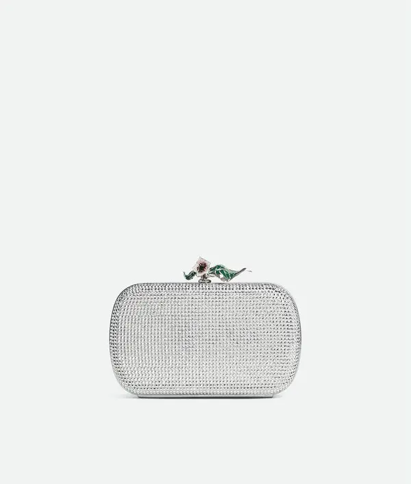 BOTTEGA  VENETA Knot Minaudière - White Moonlight/silver