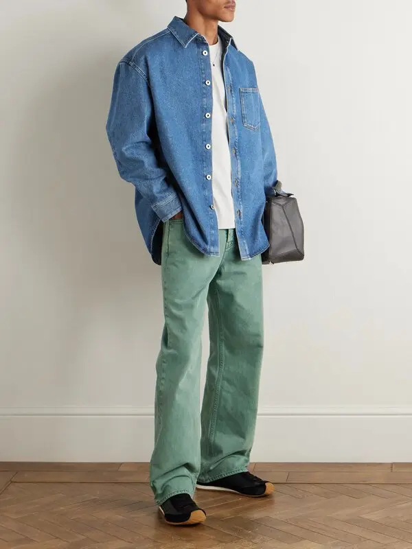 Loewe Anagram Logo-embroidered Denim Overshirt - Blue