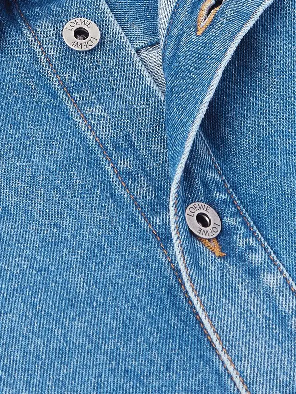 Loewe Anagram Logo-embroidered Denim Overshirt - Blue